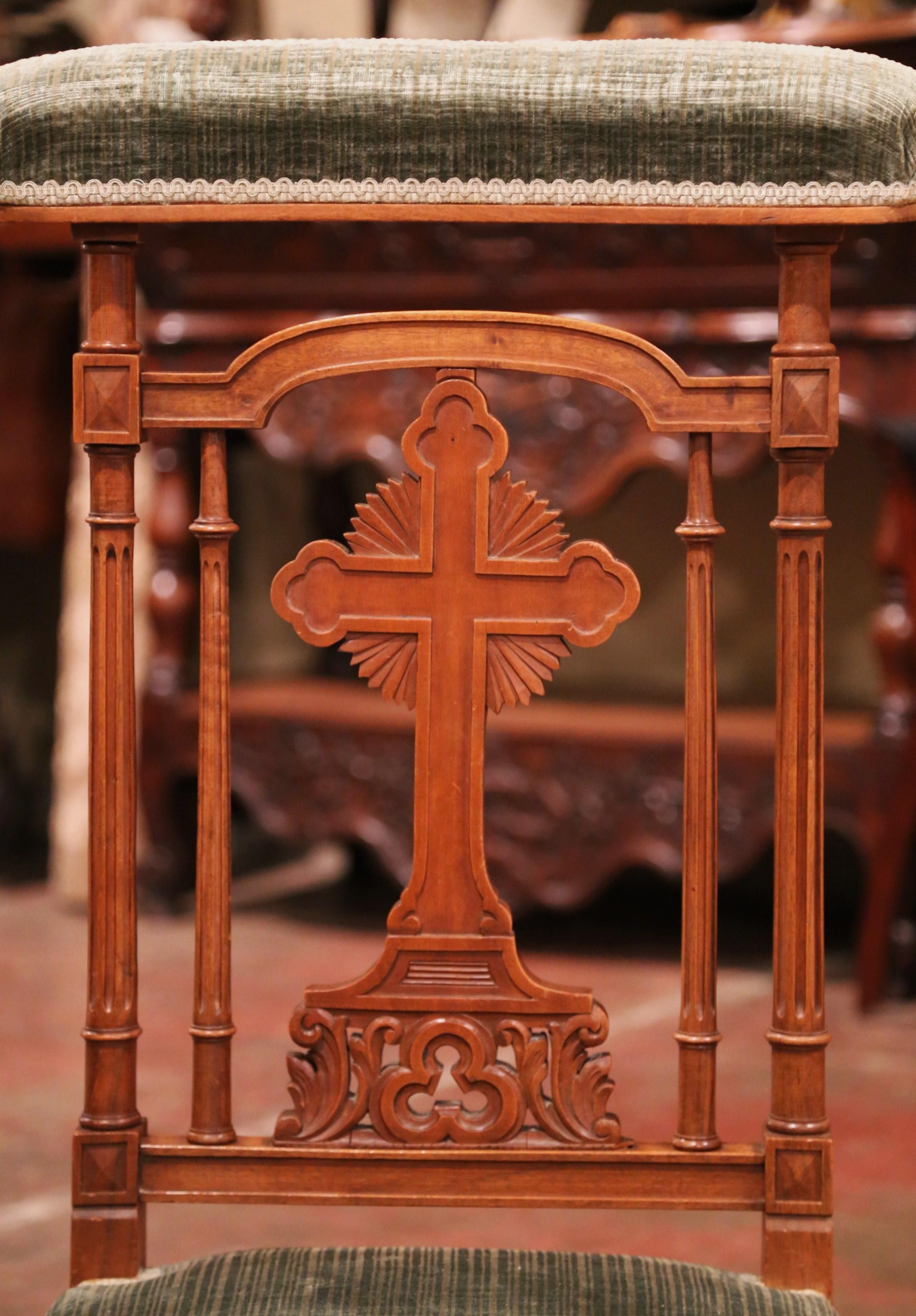 19th Century French Carved Walnut Prayer Bench or "Prie-Dieu" with ...