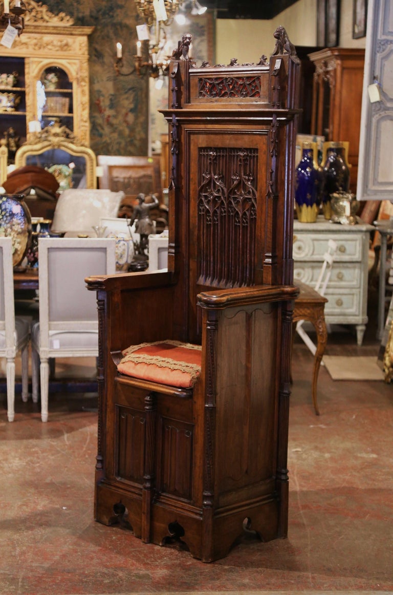 19th Century French Carved Walnut Renaissance Altar Throne Chair Bench ...