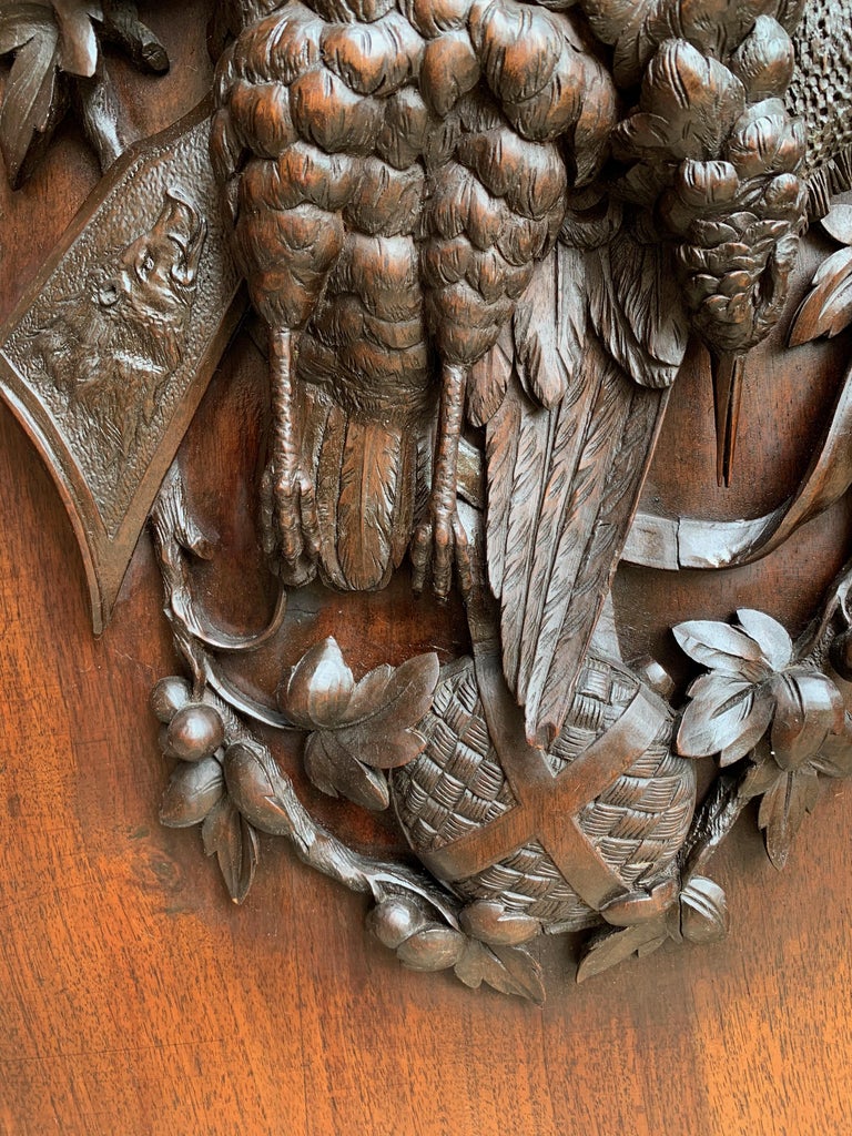 19th Century French Carved Wood Black Forest Hunt Wall Plaque Hanging ...