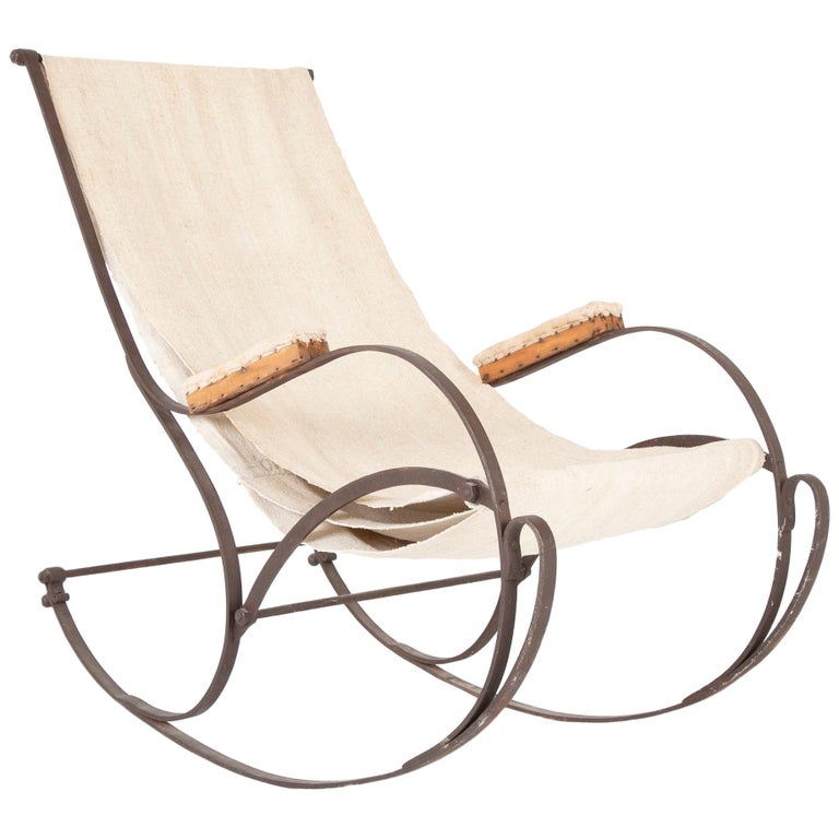 19th Century French Cast Iron and Canvas Rocking Chair at 1stDibs ...