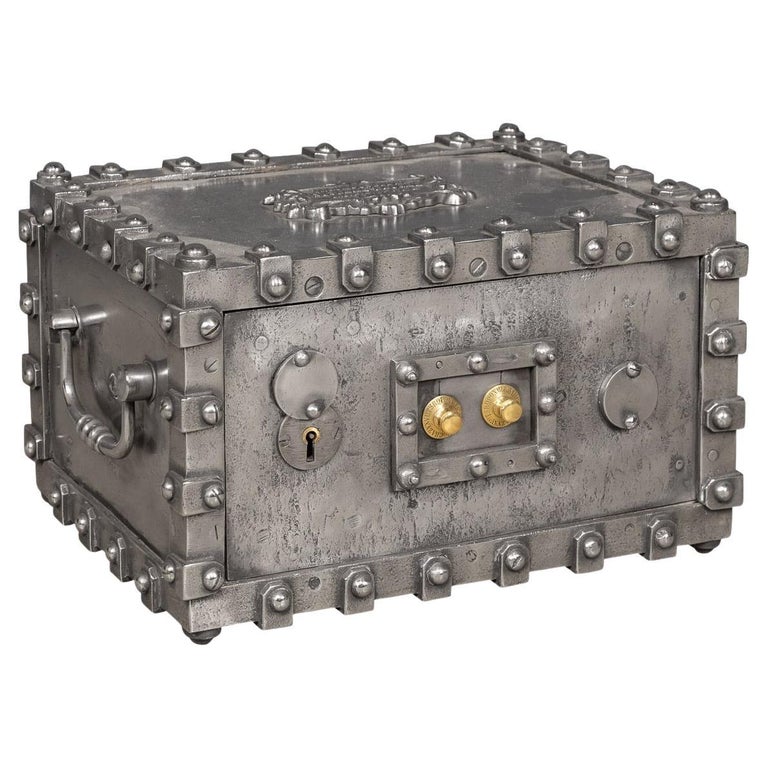 19th Century French Cast Iron Bound Strong Box by Bauche, c.1870 For ...