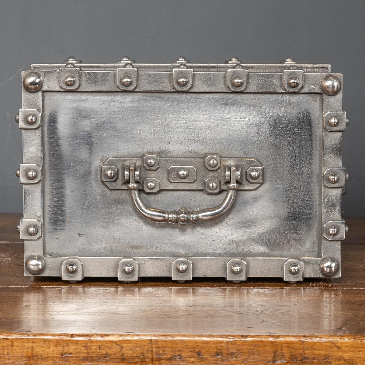 19th Century French Cast Iron Bound Strong Box, circa 1850 at 1stDibs