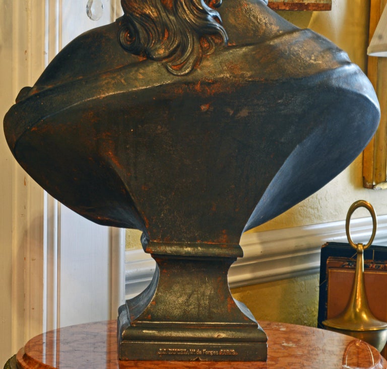 19th Century French Cast Iron Bust of a Young Lady by J. J. Ducel ...