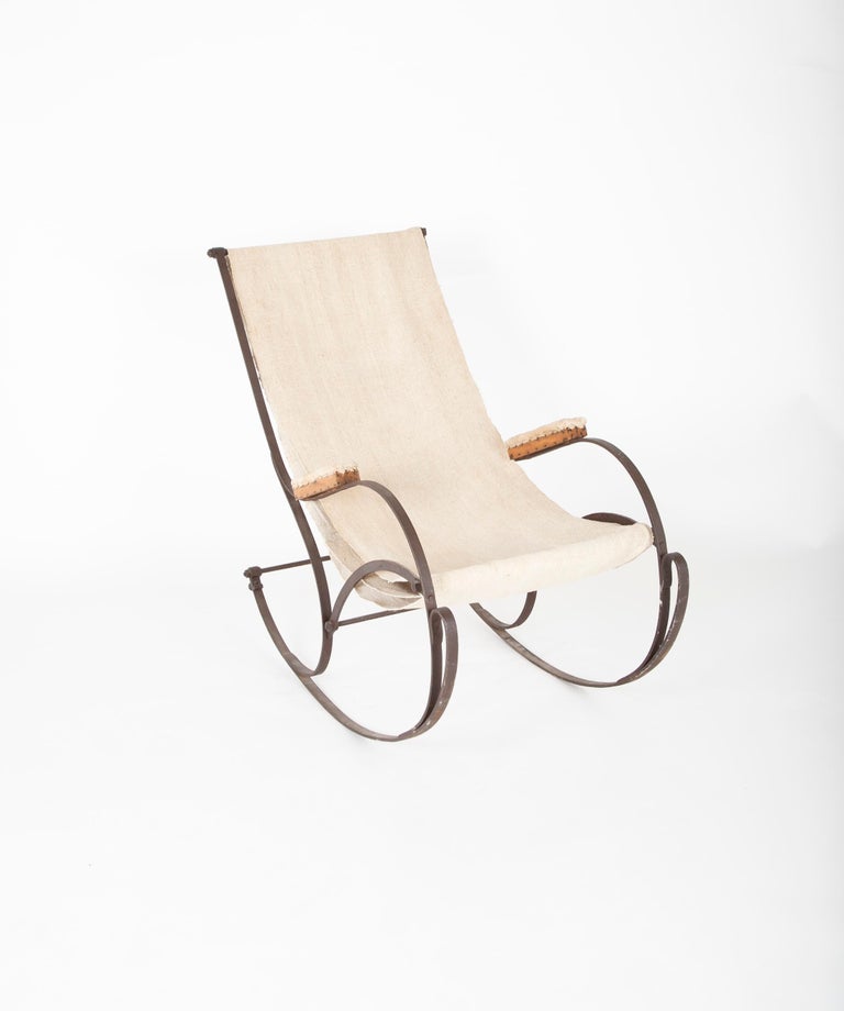 19th Century French Cast Iron and Canvas Rocking Chair at 1stDibs ...