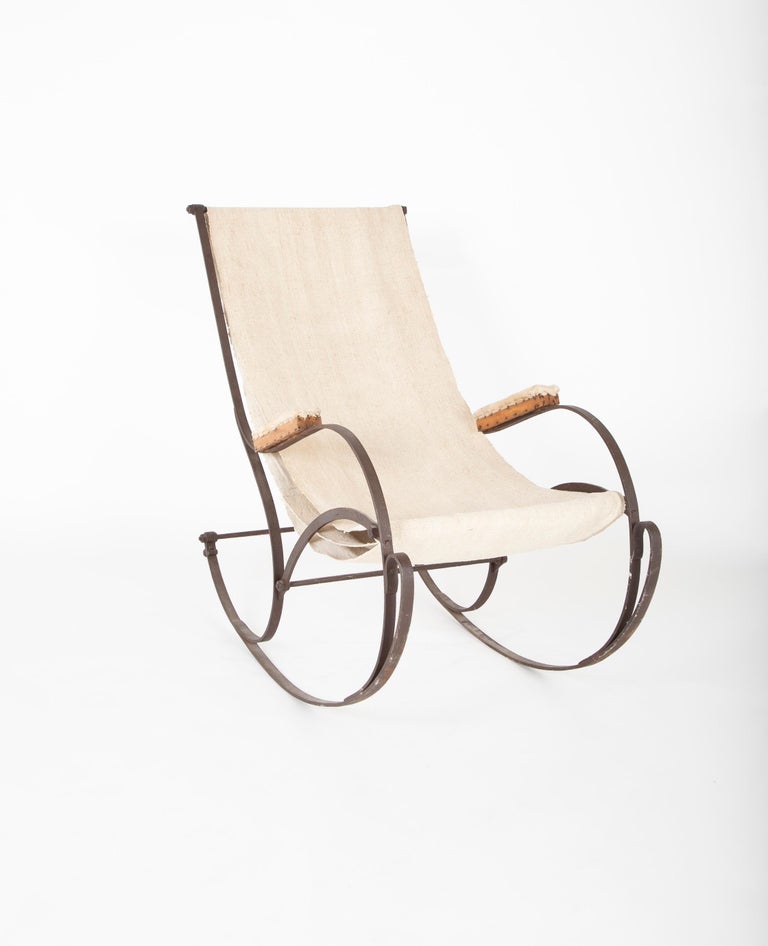 19th Century French Cast Iron and Canvas Rocking Chair at 1stDibs ...