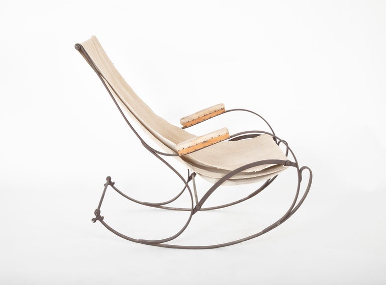 19th Century French Cast Iron and Canvas Rocking Chair at 1stDibs ...