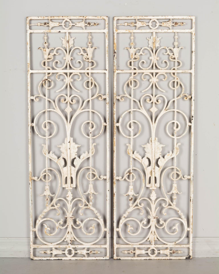 19th Century French Cast Iron Grilles, a Pair For Sale at 1stDibs