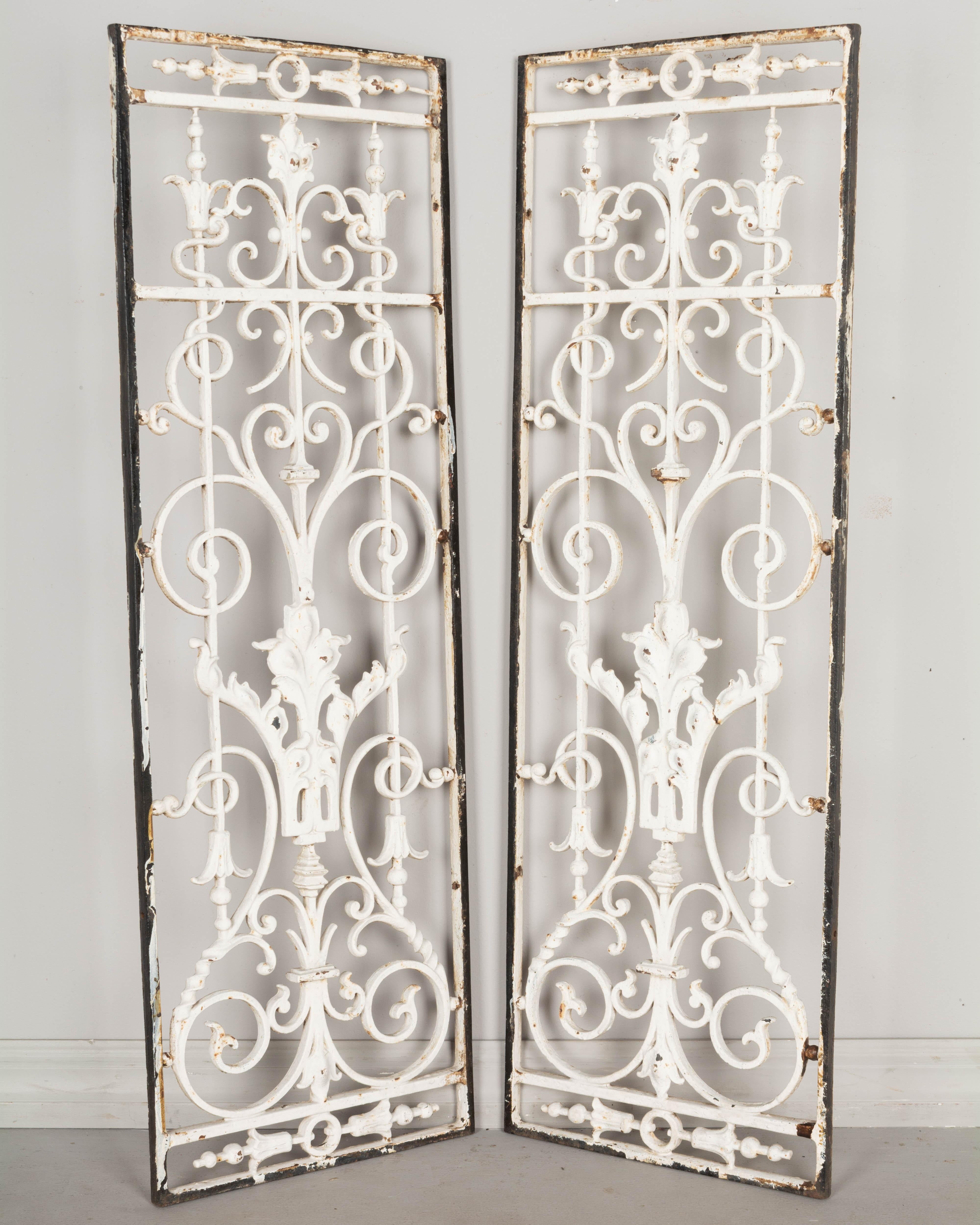 19th Century French Cast Iron Grilles, a Pair For Sale at 1stDibs