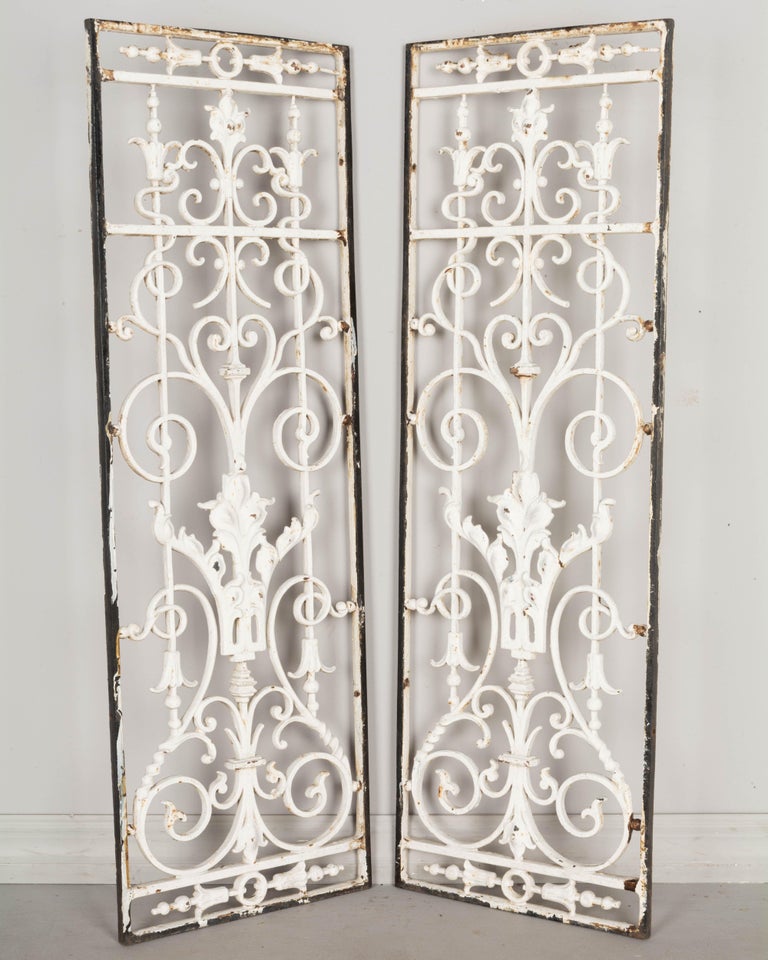 19th Century French Cast Iron Grilles, a Pair For Sale at 1stDibs