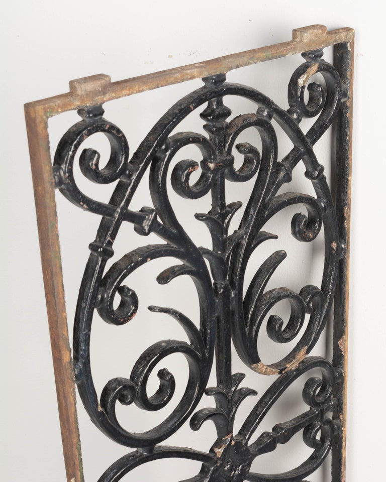 19th Century French Cast Iron Grilles, a Pair For Sale at 1stDibs