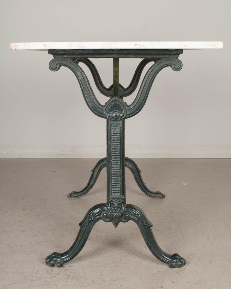 19th Century French Cast Iron Marble Top Bistro Table For Sale at 1stDibs