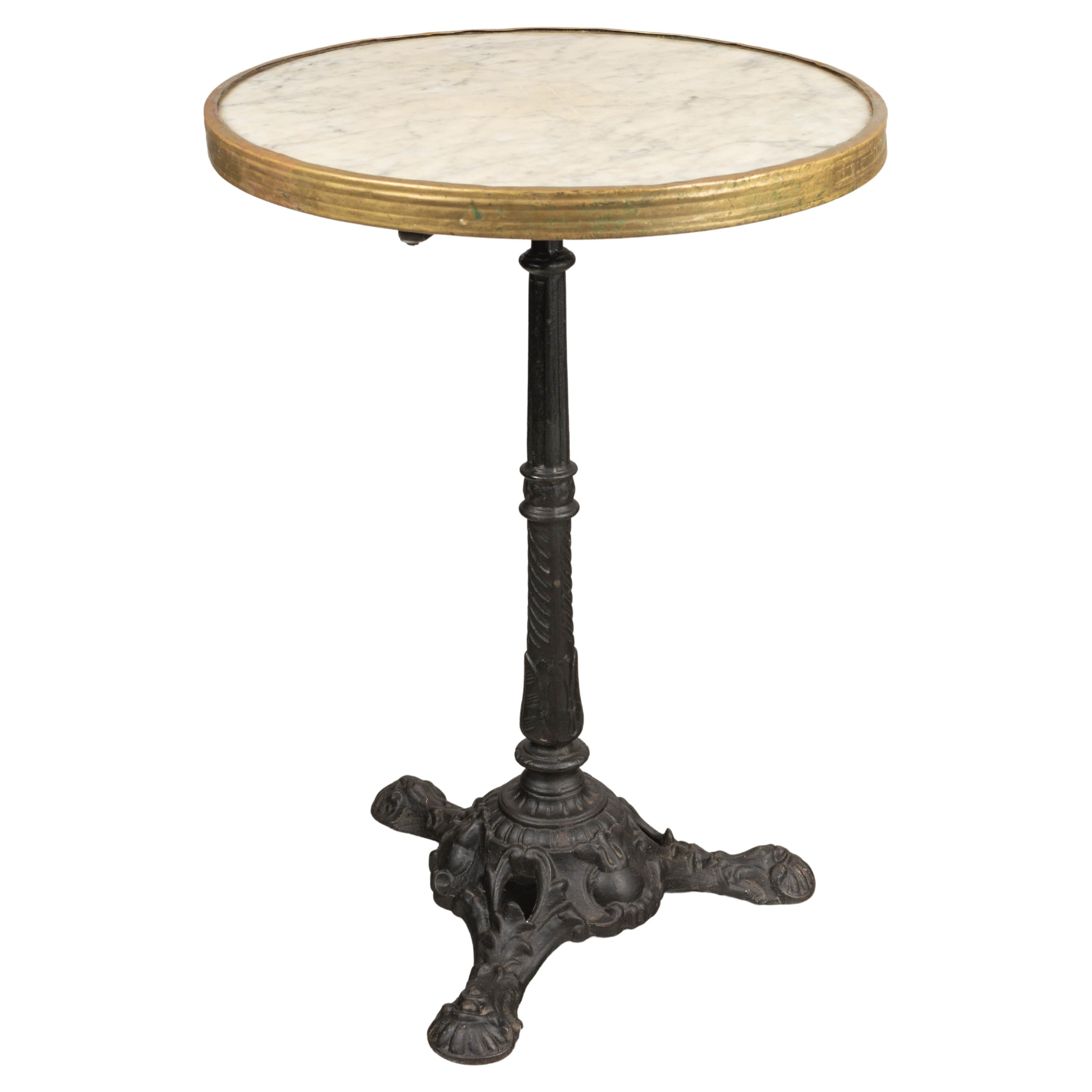 19th Century French Cast Iron Marble Top Bistro Table at 1stDibs