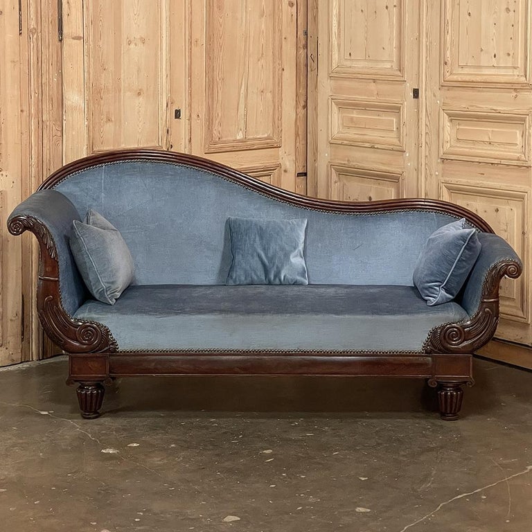 19th Century French Charles X Mahogany Sofa, Meridienne For Sale at 1stDibs