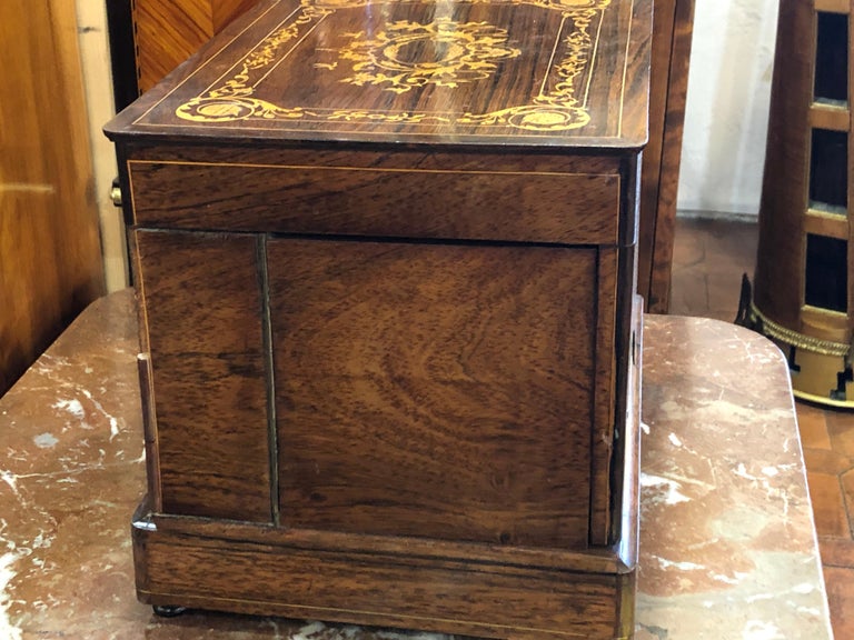 19th Century French Charles X Rosewood Inlay Tantalus Box, 1870s at 1stDibs