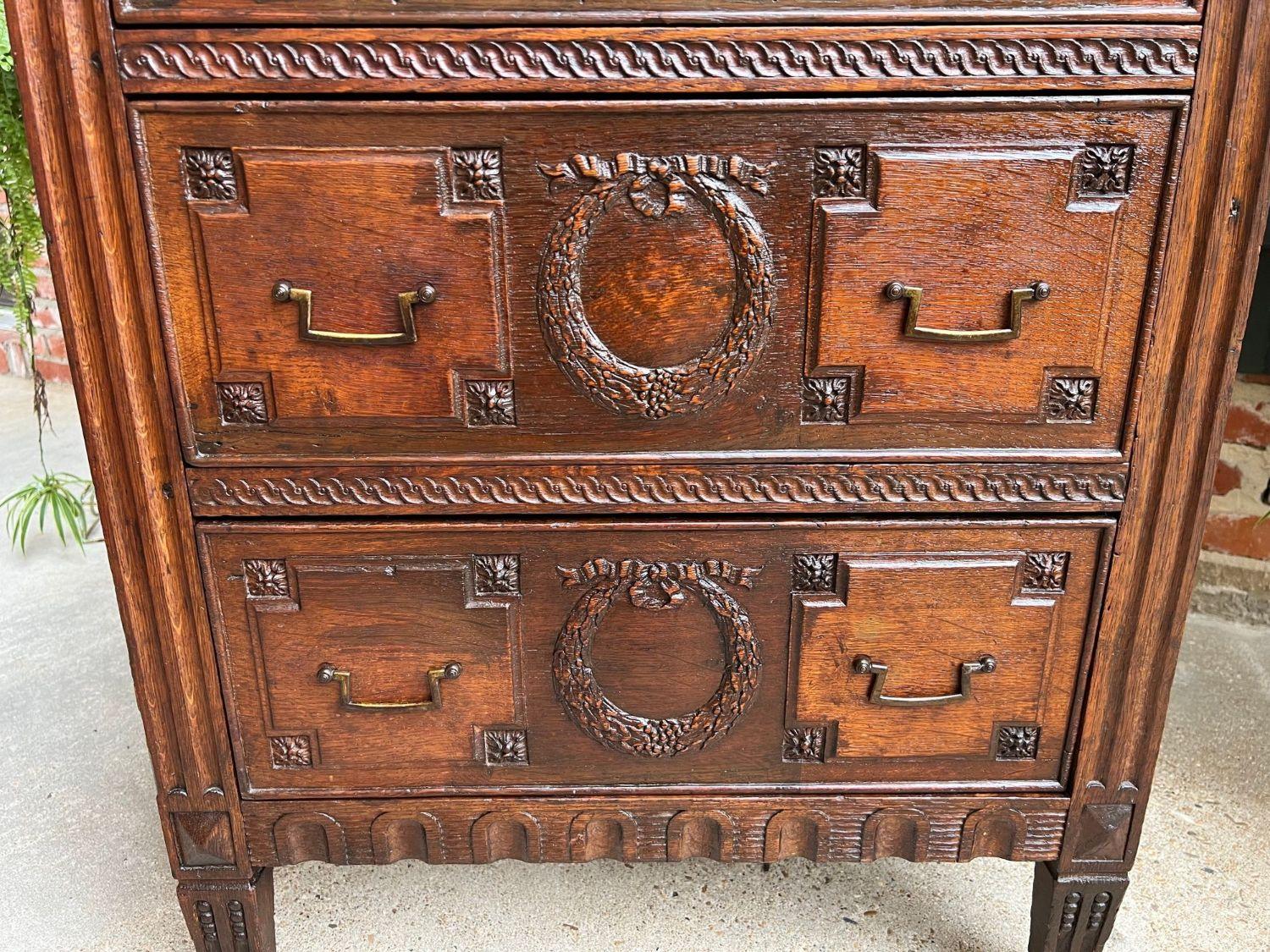 19th century French Chest End Table Louis XVI Carved Oak Laurel Wreath ...