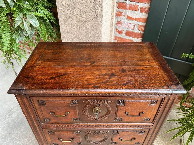 19th century French Chest End Table Louis XVI Carved Oak Laurel Wreath ...