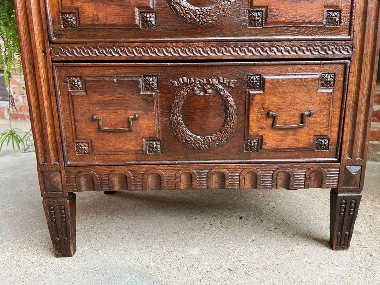 19th century French Chest End Table Louis XVI Carved Oak Laurel Wreath ...