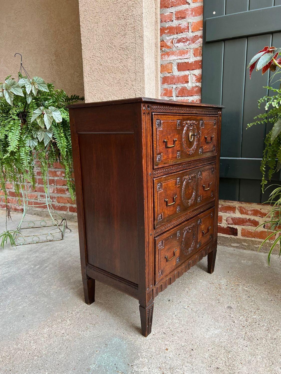 19th century French Chest End Table Louis XVI Carved Oak Laurel Wreath ...