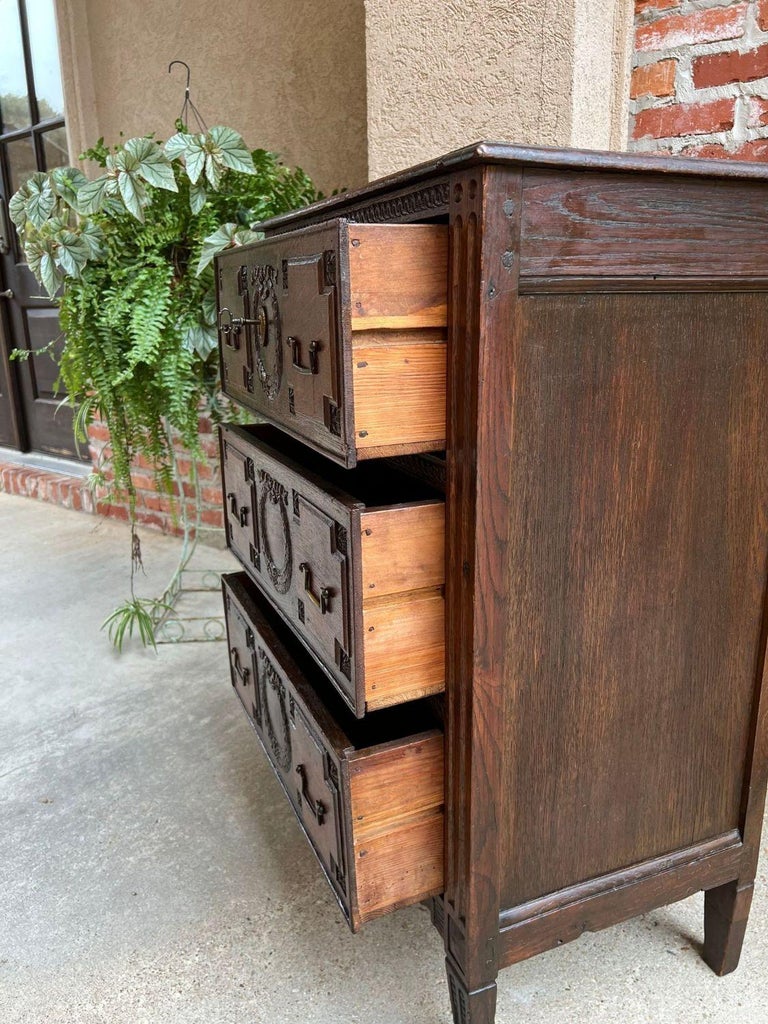 19th century French Chest End Table Louis XVI Carved Oak Laurel Wreath ...