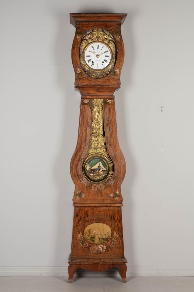 19th Century French Comtoise Grandfather Clock with Automated Pendulum ...