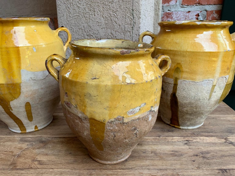 19th Century French Confit Pot Yellow Mustard Glazed Pottery Terracotta ...