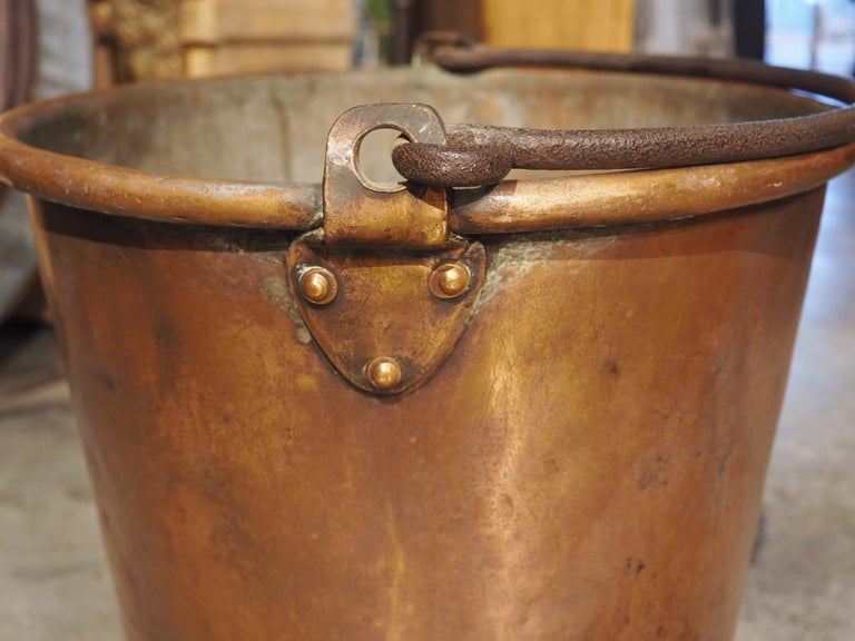 19th Century French Copper Chaudron or Wine Cooler with Wrought Iron ...