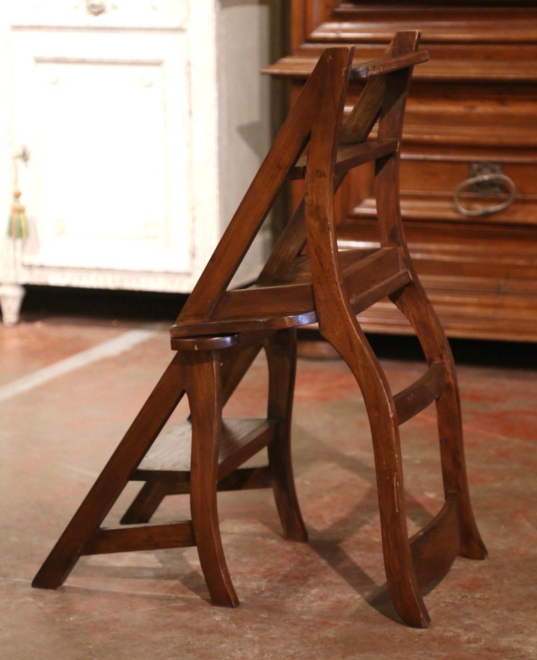 19th Century French Country Carved Oak Metamorphic Folding Chair Step ...