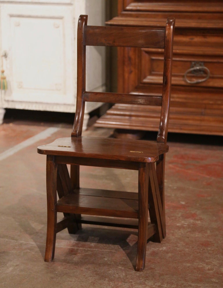 19th Century French Country Carved Oak Metamorphic Folding Chair Step ...