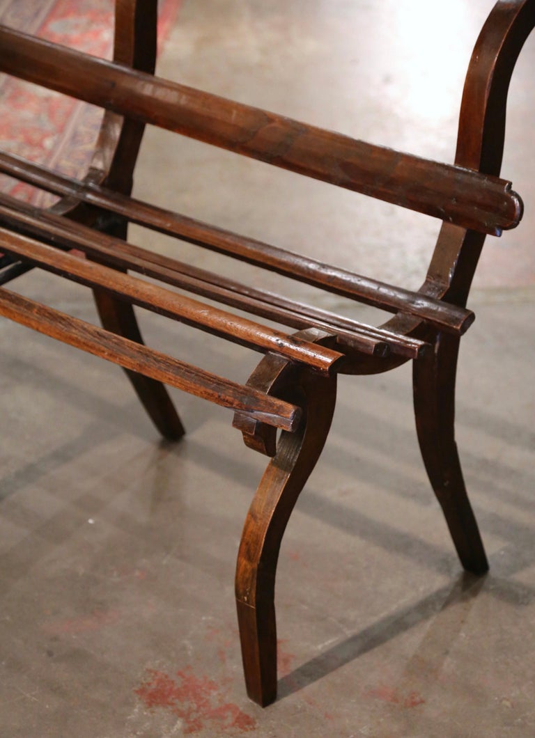 19th Century French Country Carved Oak Six-Leg Slat Bench For Sale at ...