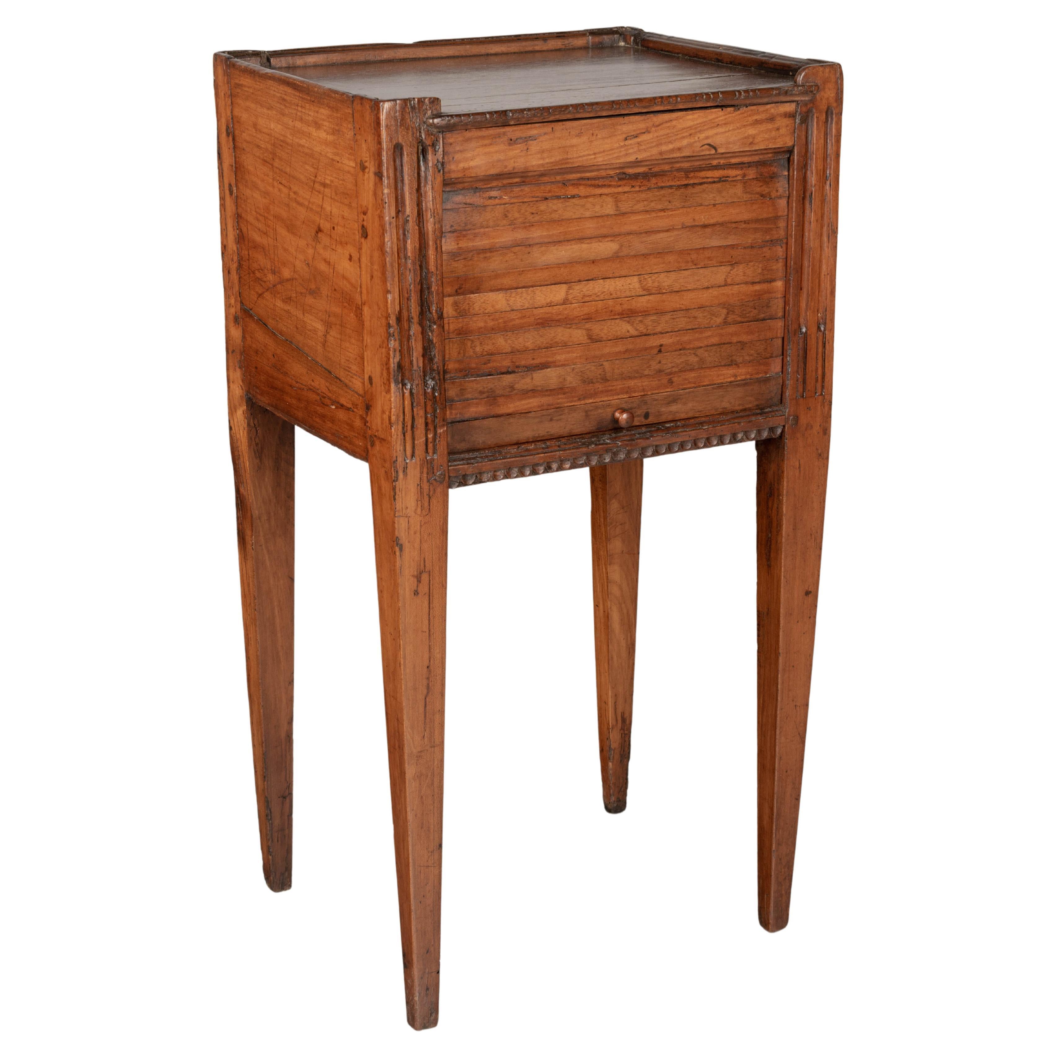 19th c. Sheraton Tiger Maple Stand with Sandwich Glass Pulls at 1stDibs