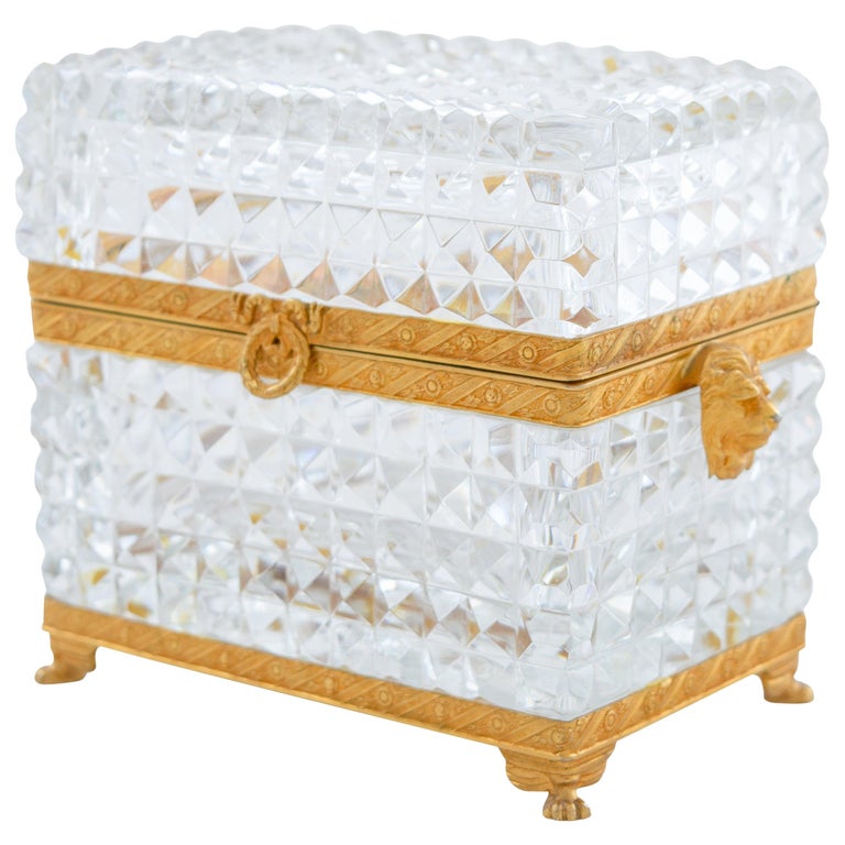 19th Century French Cut Glass Box with Brass Trim at 1stDibs