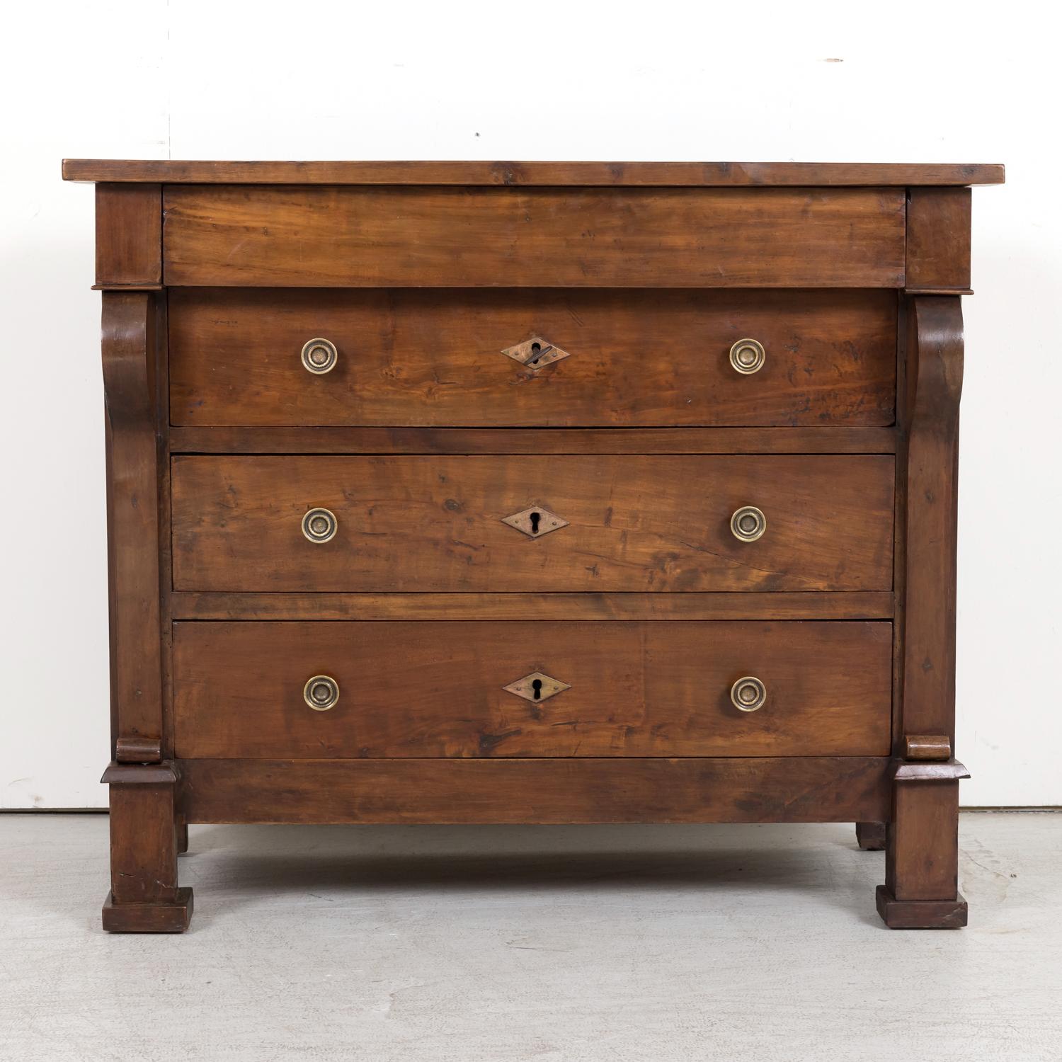 19th Century French Directoire Period Four Drawer Walnut Commode at 1stDibs
