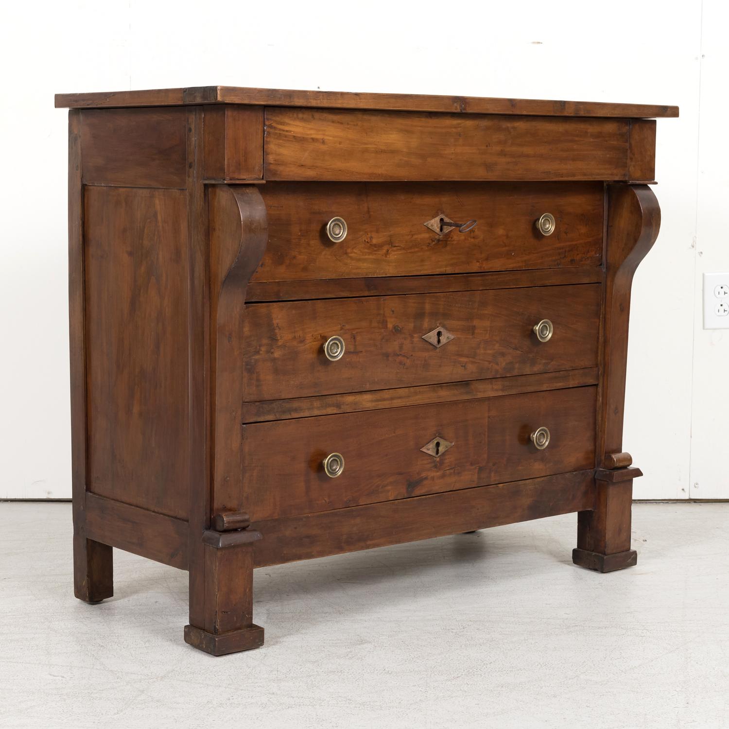 19th Century French Directoire Period Four Drawer Walnut Commode at 1stDibs