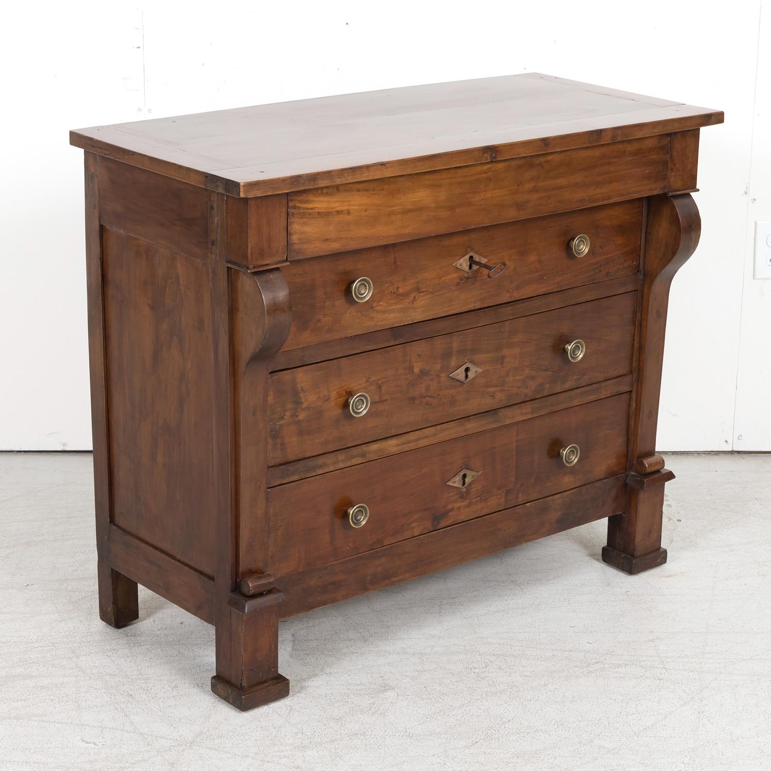 19th Century French Directoire Period Four Drawer Walnut Commode at 1stDibs