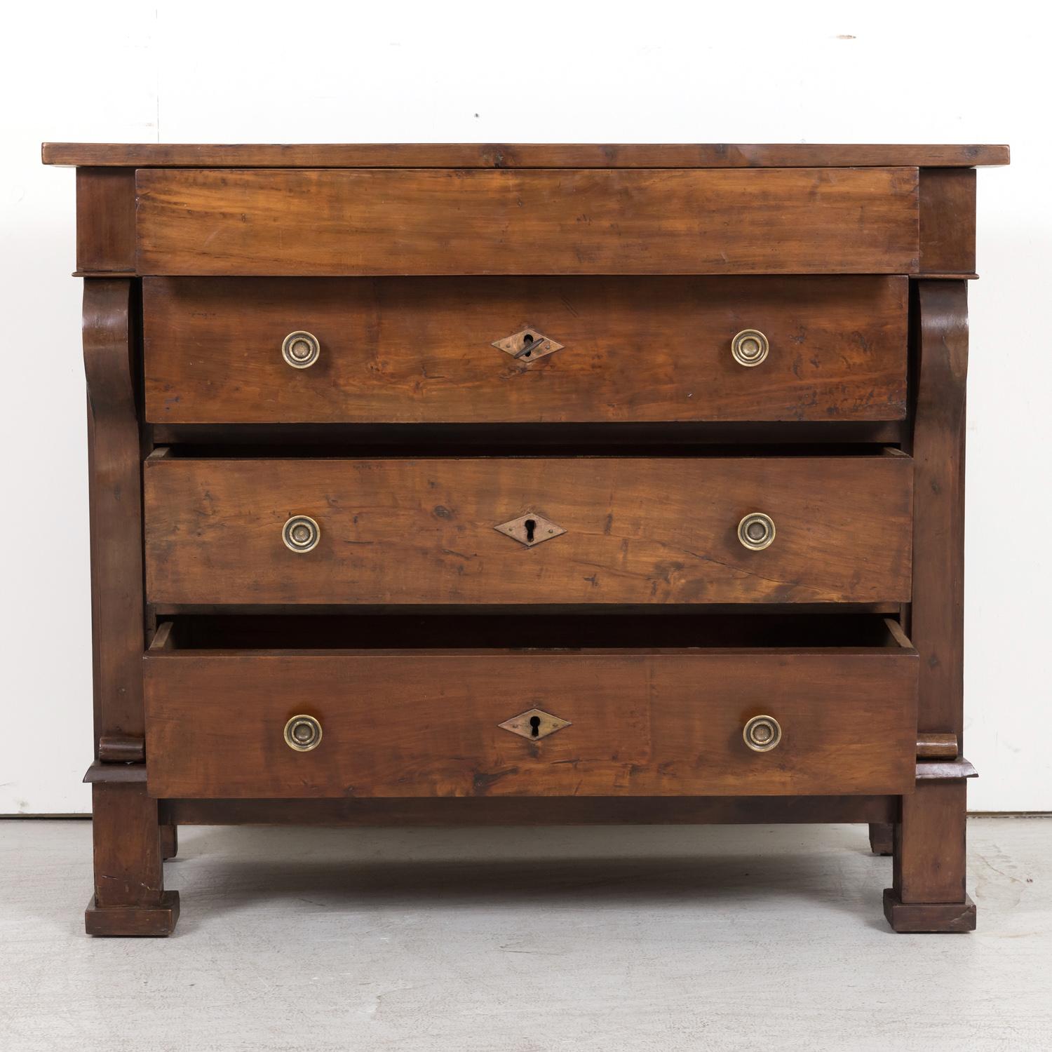 19th Century French Directoire Period Four Drawer Walnut Commode at 1stDibs