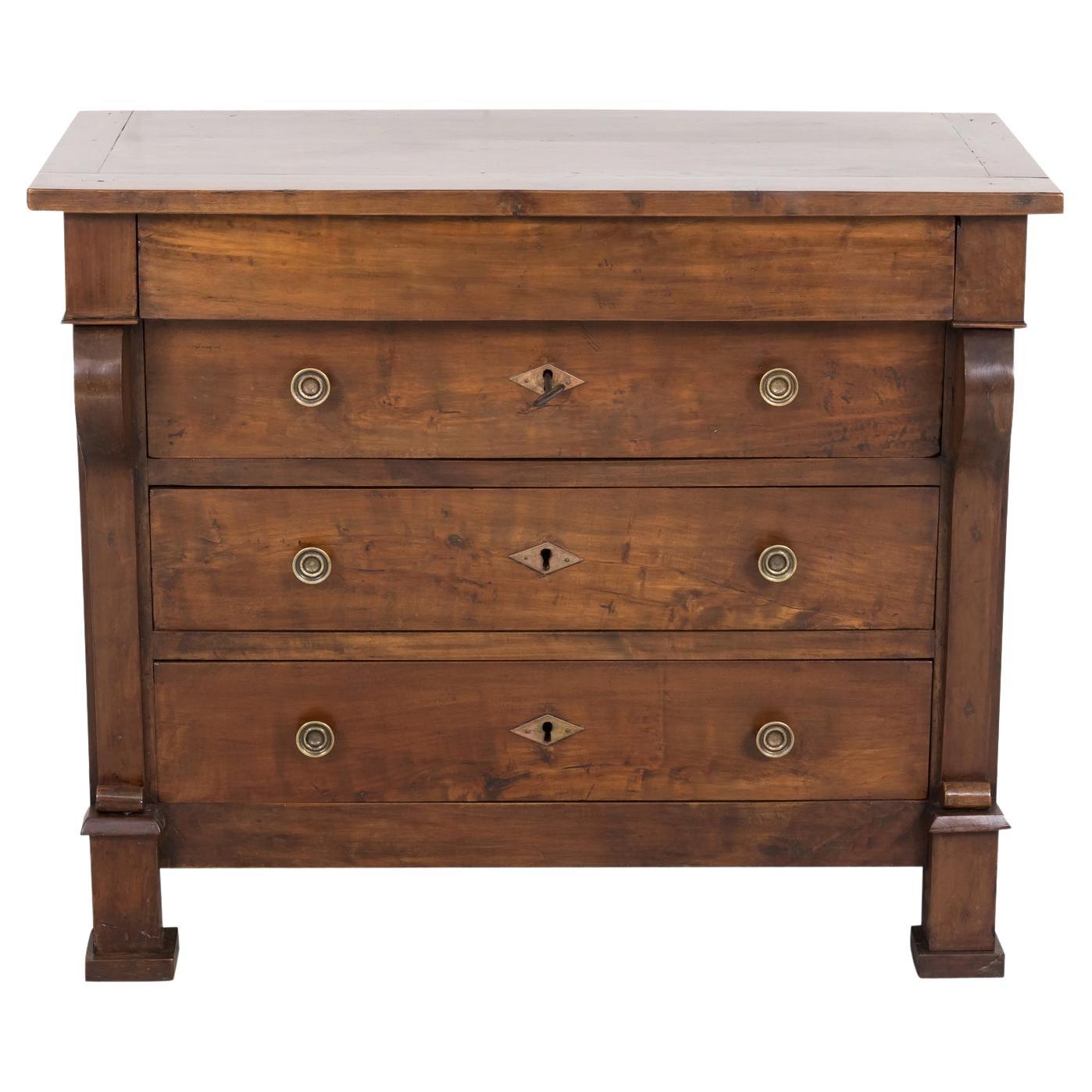 19th Century French Directoire Period Four Drawer Walnut Commode at 1stDibs