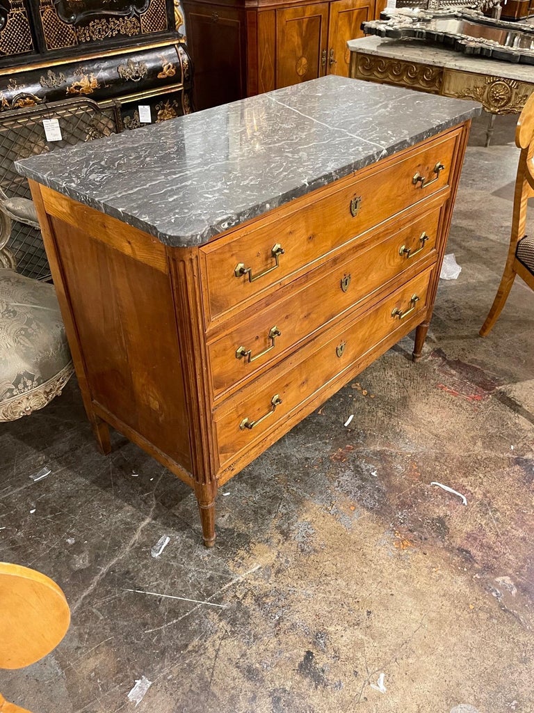19th Century French Directoire Walnut Commode with Marble Top For Sale ...