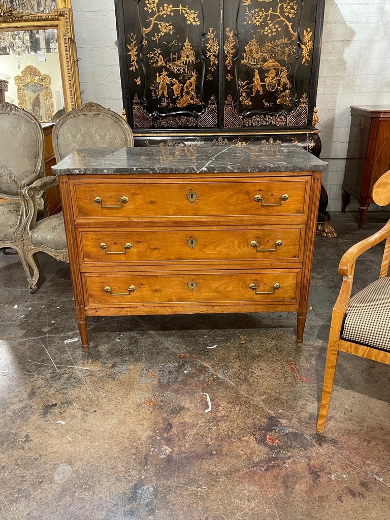 19th Century French Directoire Walnut Commode with Marble Top For Sale ...