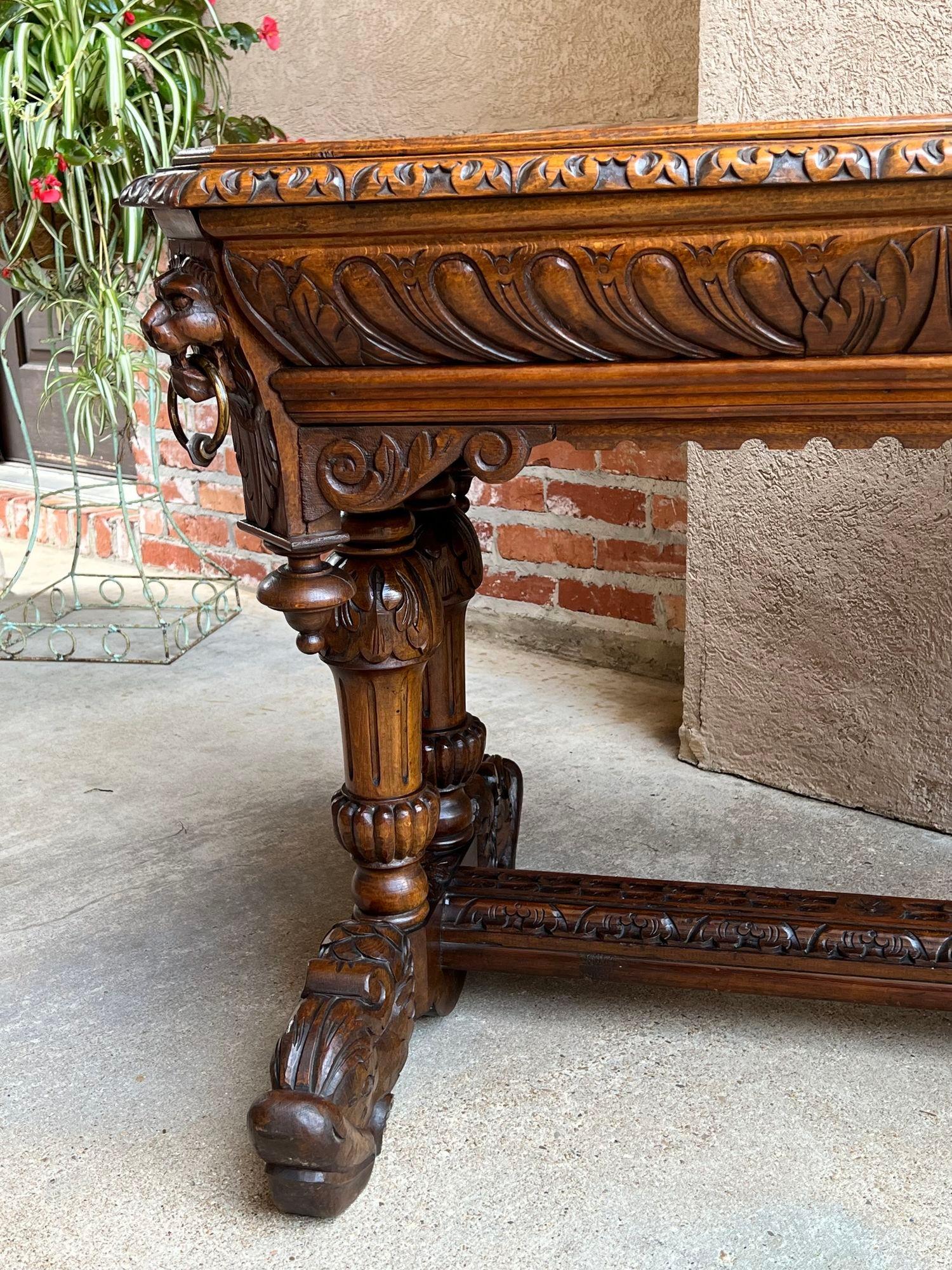 19th century French Dolphin Table Writing Desk Carved Oak Renaissance ...