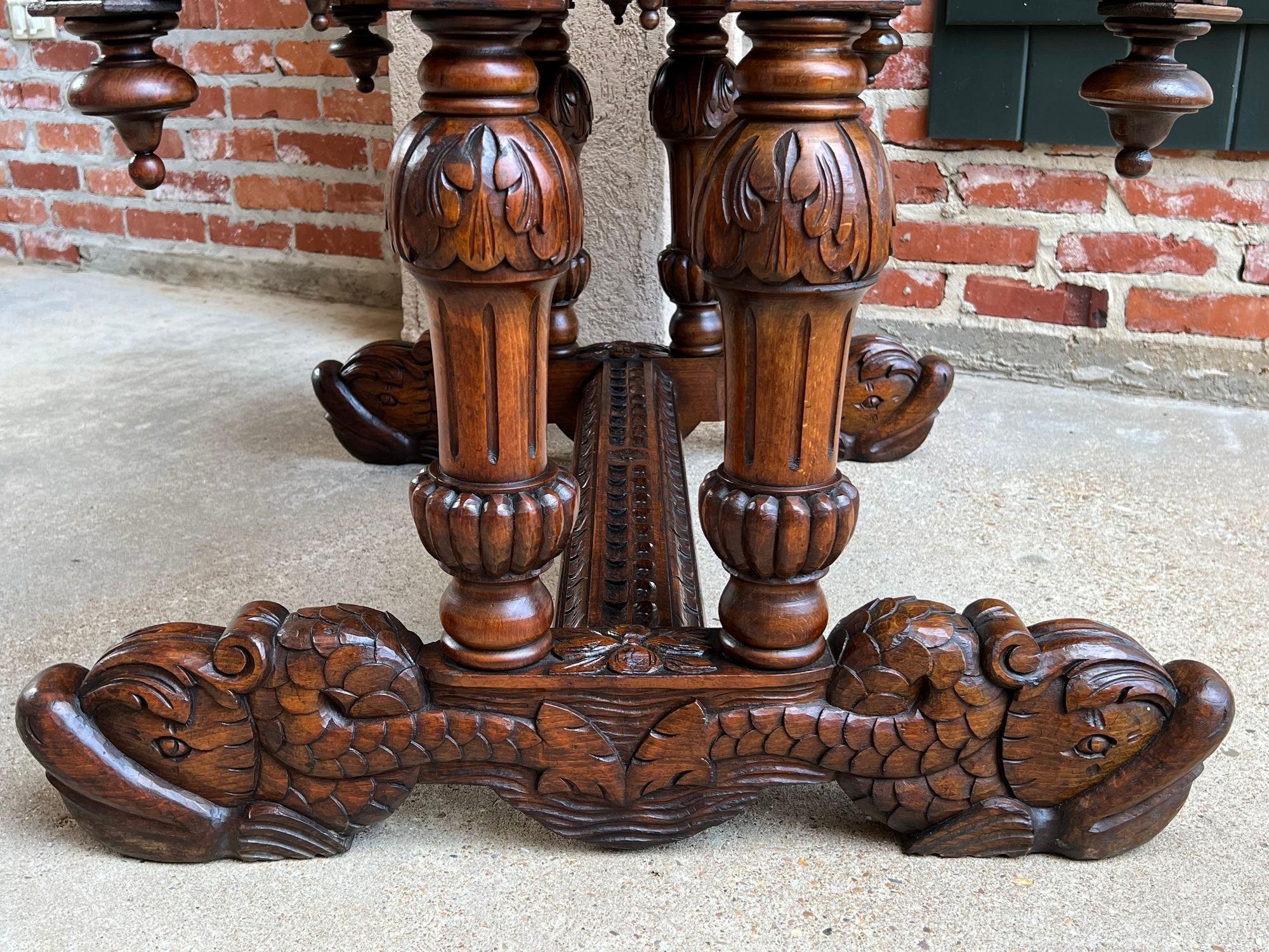 19th century French Dolphin Table Writing Desk Carved Oak Renaissance ...