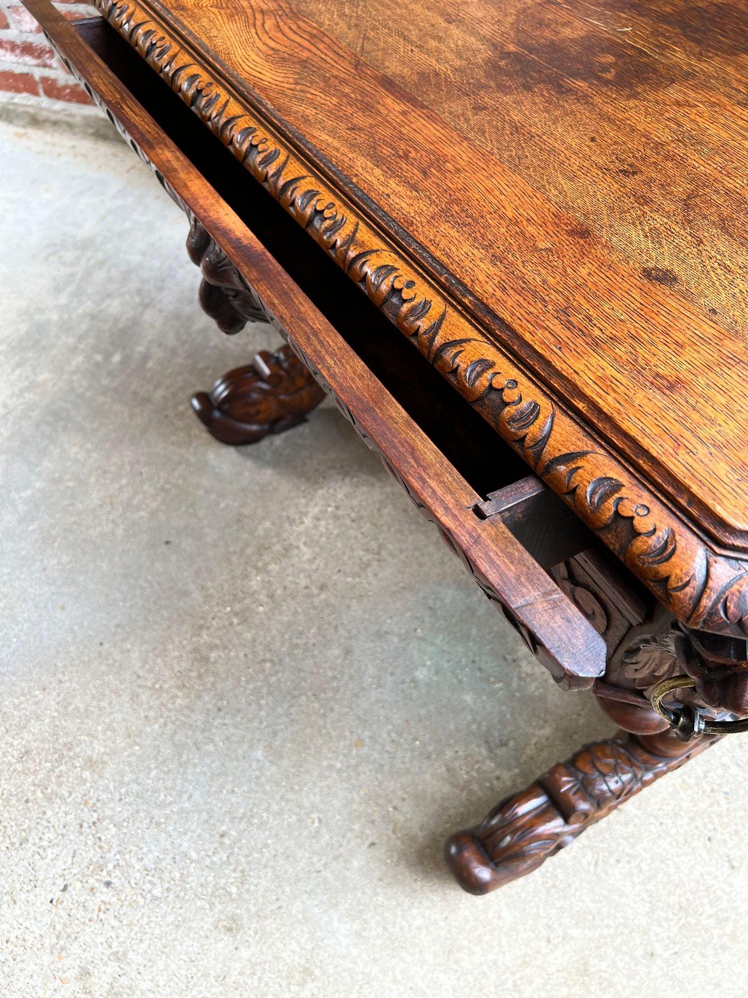 19th century French Dolphin Table Writing Desk Carved Oak Renaissance ...