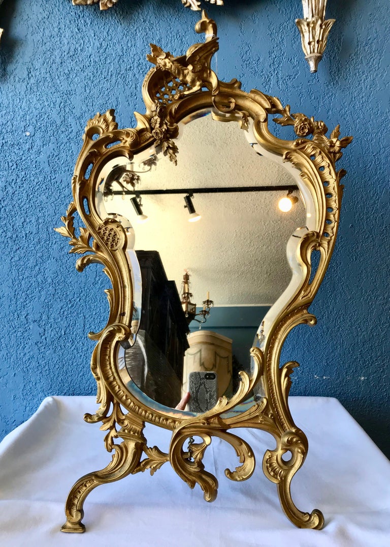 19TH Century French Dore' Bronze Makeup Mirror For Sale at 1stDibs