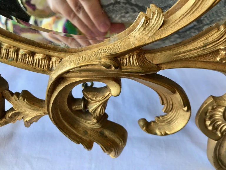 19TH Century French Dore' Bronze Makeup Mirror For Sale at 1stDibs