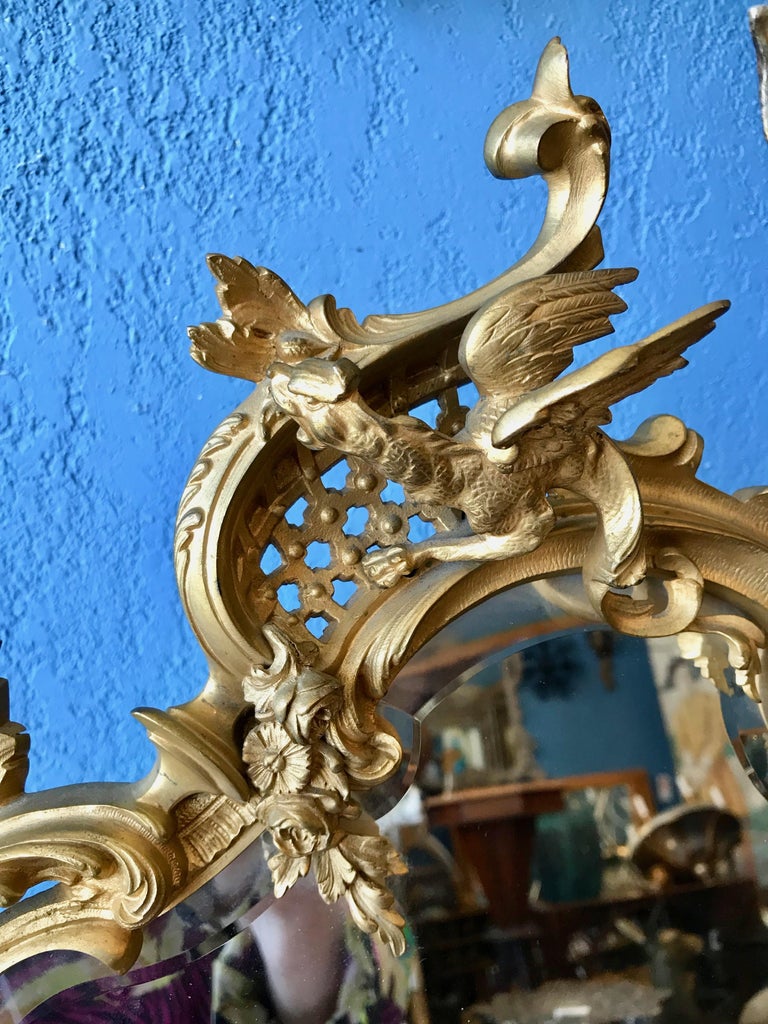 19TH Century French Dore' Bronze Makeup Mirror For Sale at 1stDibs