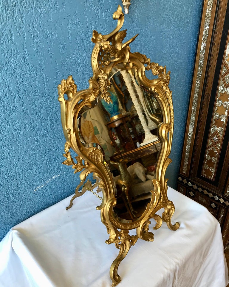 19TH Century French Dore' Bronze Makeup Mirror For Sale at 1stDibs