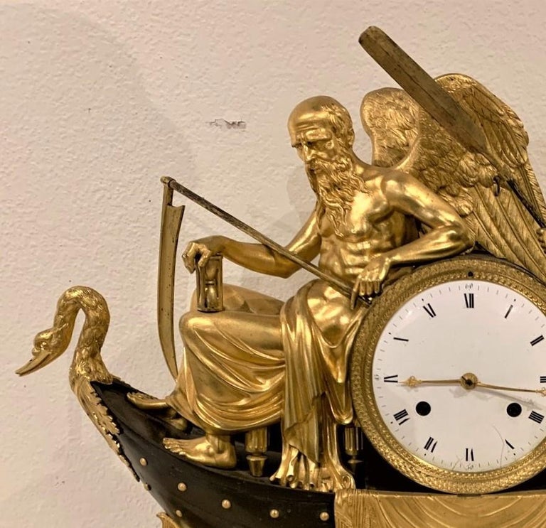 19th Century French Empire Bronze Mantel Clock with Father Time at ...
