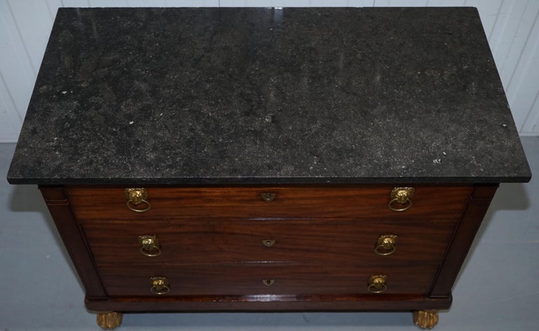 19th Century French Empire Chest of Marble Topped Drawers Lion Hairy ...