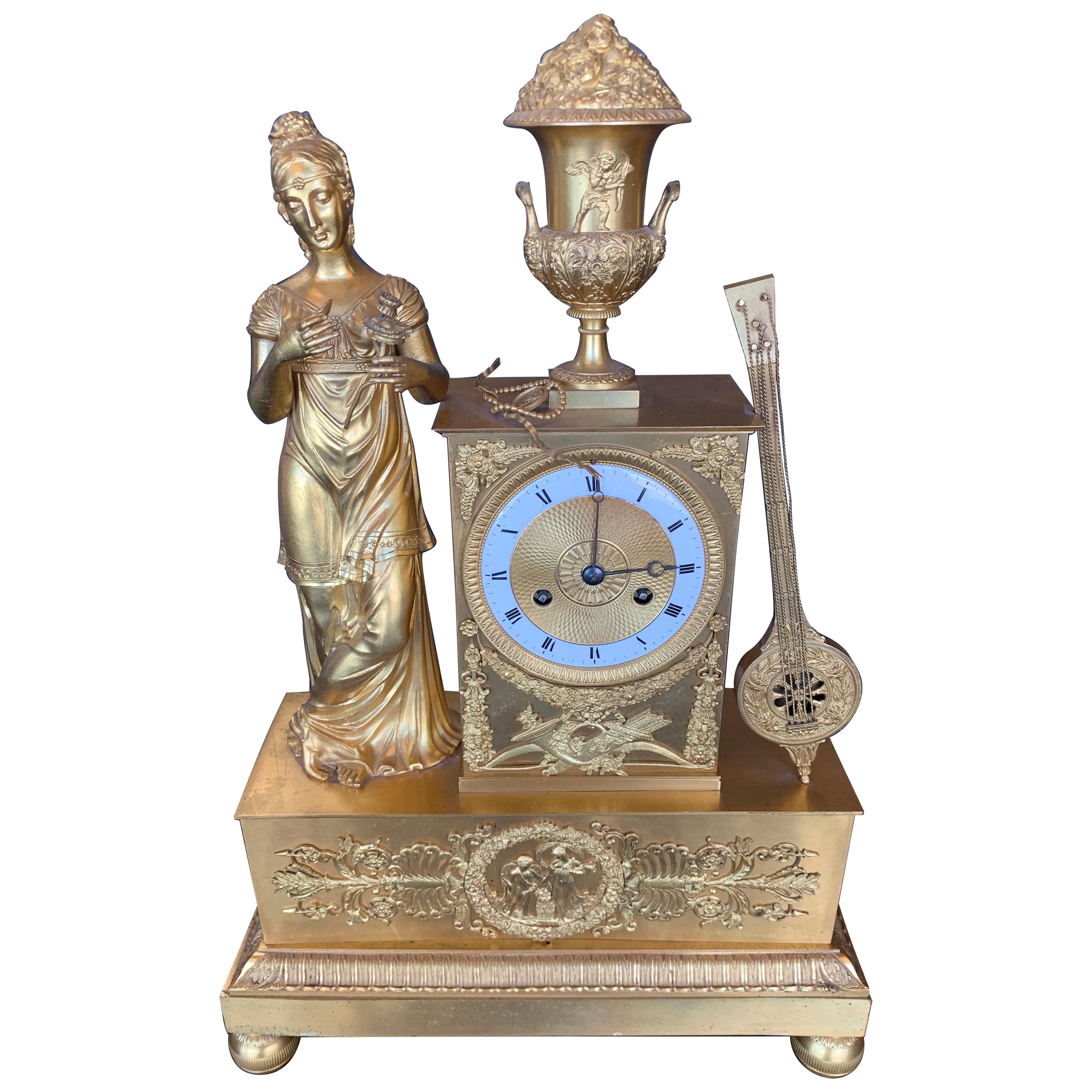 19th Century French Empire Clock For Sale at 1stDibs