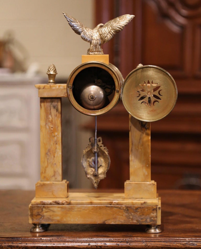 19th Century French Empire Marble and Bronze Mantel Clock from Bonnet ...