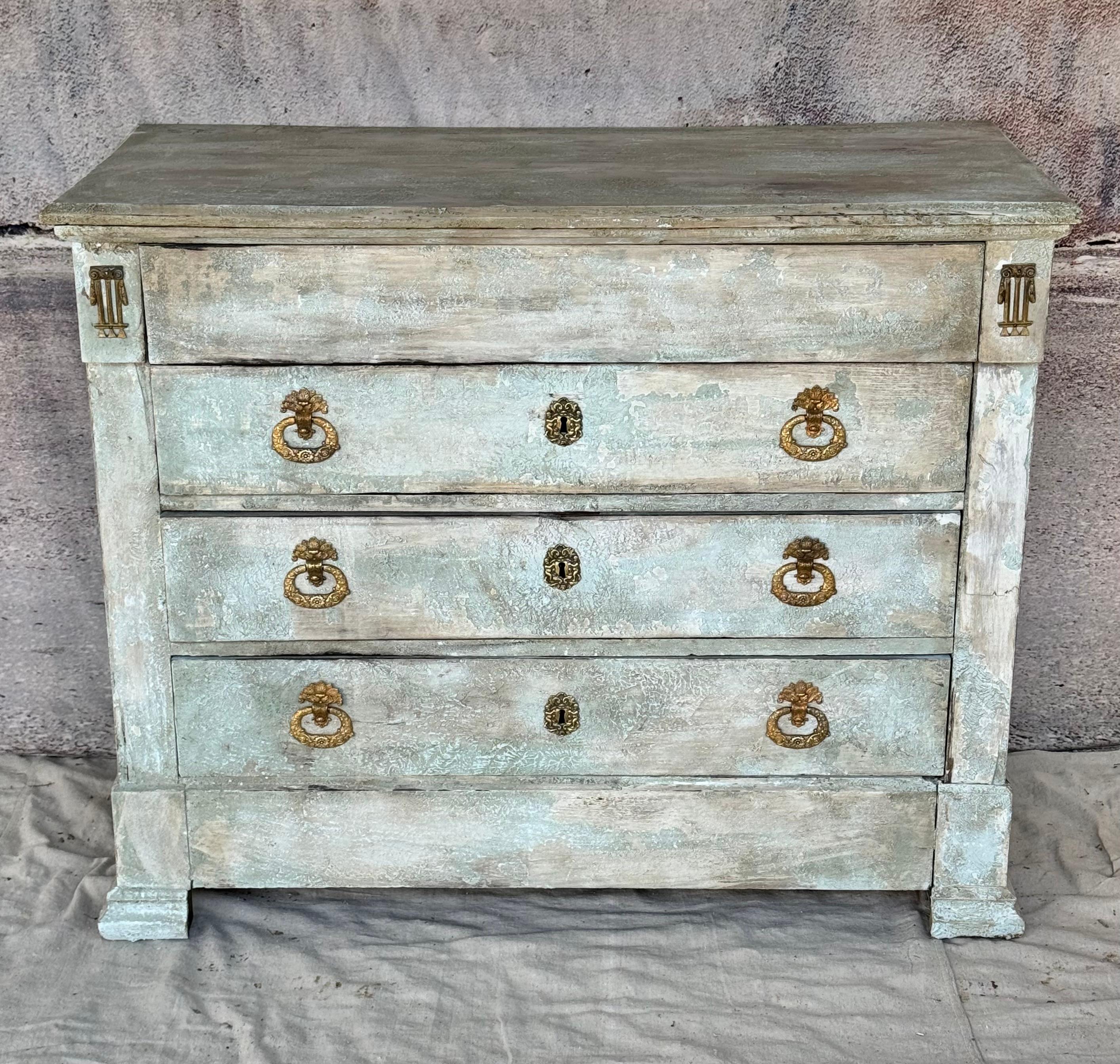 19th Century French Empire Painted Commode For Sale at 1stDibs